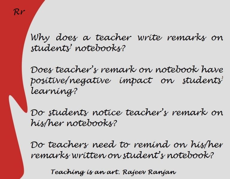 Notebook Correction Benefits of Teacher’s Remarks on Student’s Exercise ...