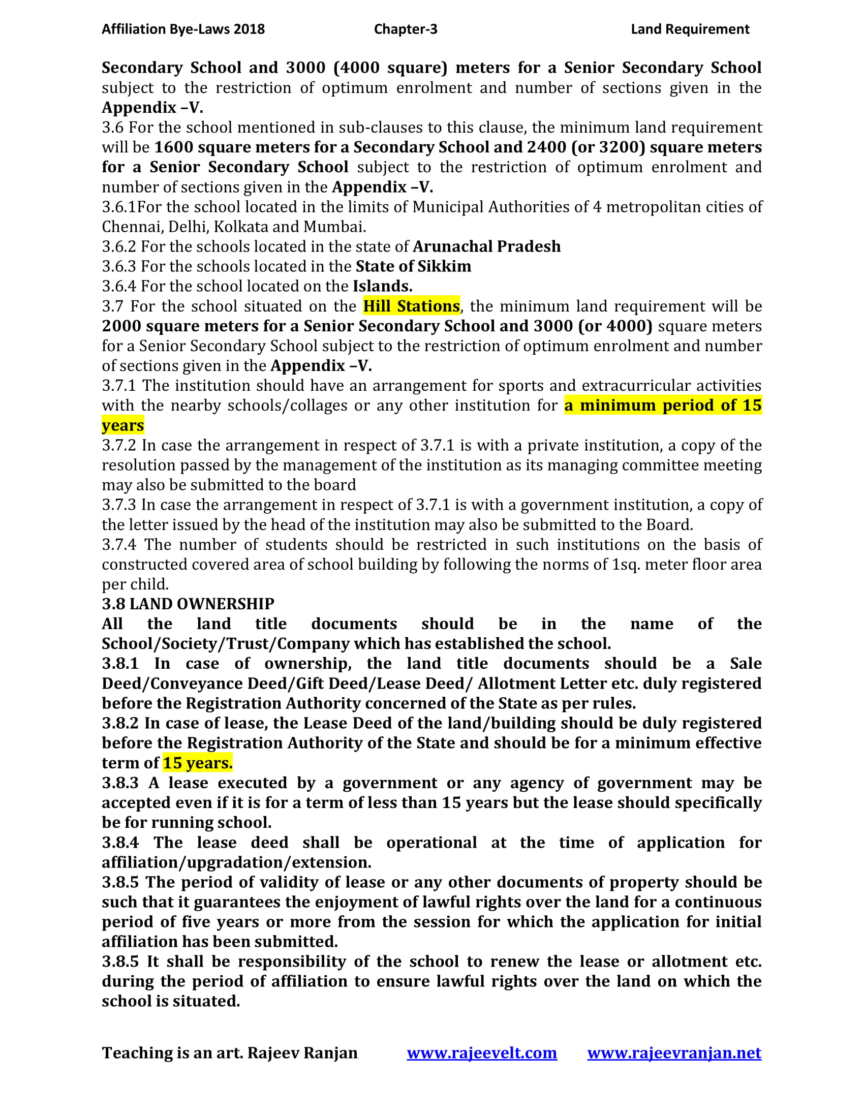 Land Requirement for CBSE Affiliation/Land Ownership Norms for CBSE ...