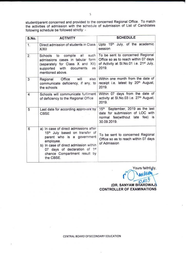 Admission in Class X and XII in CBSE Affiliated Schools Norms ...