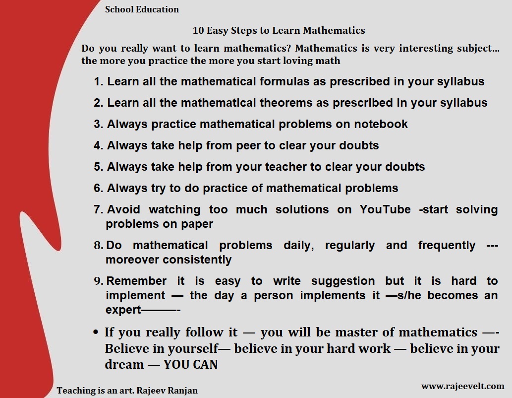 10 Easy Steps to Learn Mathematics- Students’ Problems and their Easy ...