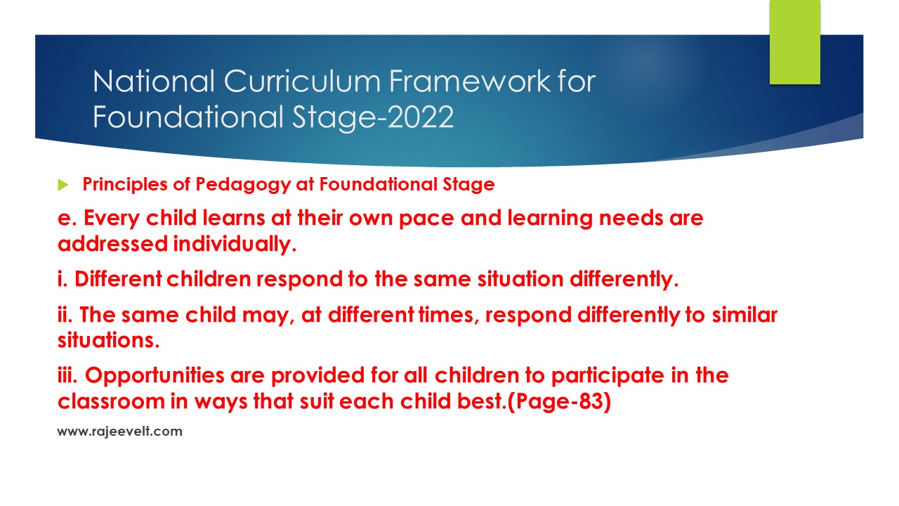 Principles of Pedagogy at Foundational Stage – School Education Solutions