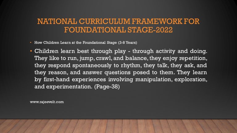50 Main Points of National Curriculum Framework for Foundational Stage ...