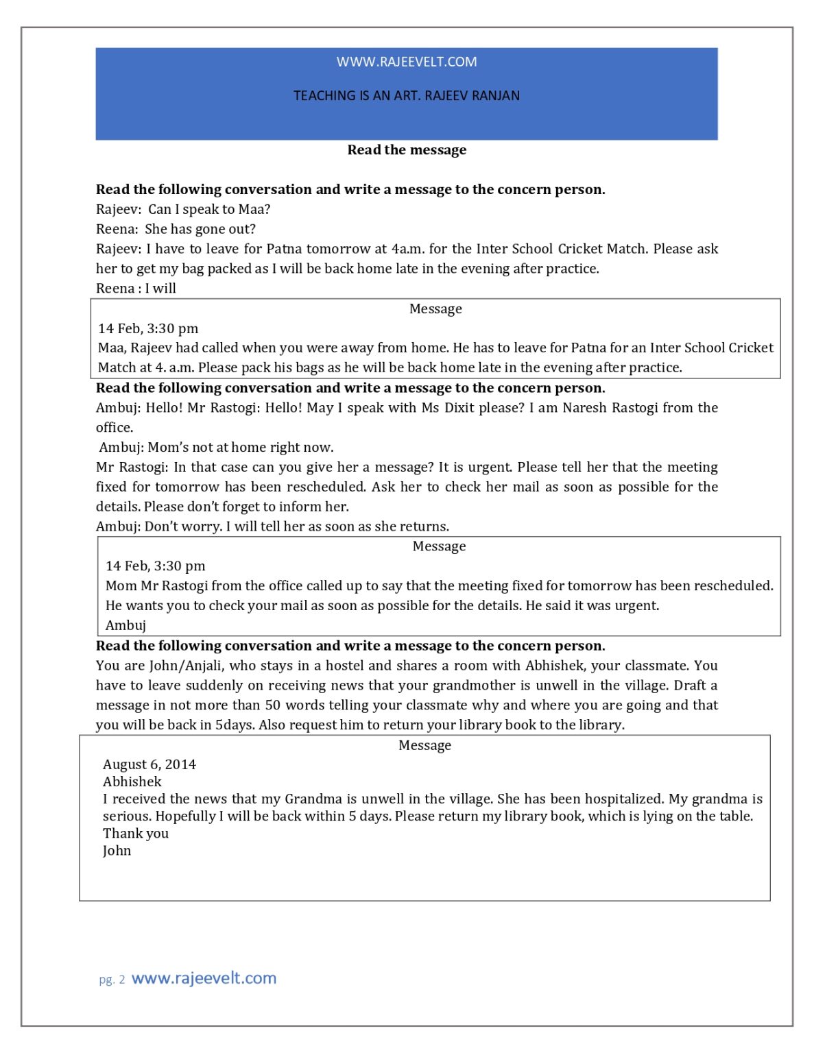 How to Write a Message – School Education Solutions