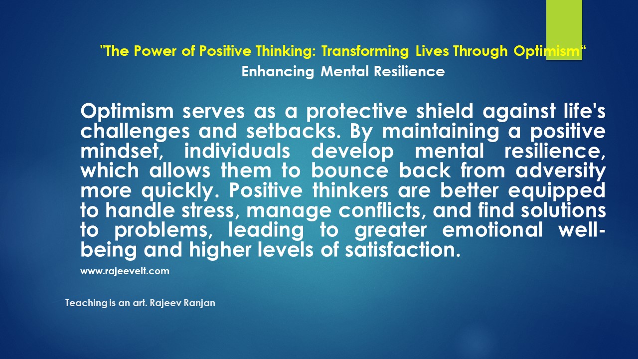 The Power of Positive Thinking-Transforming Lives Through Optimism ...