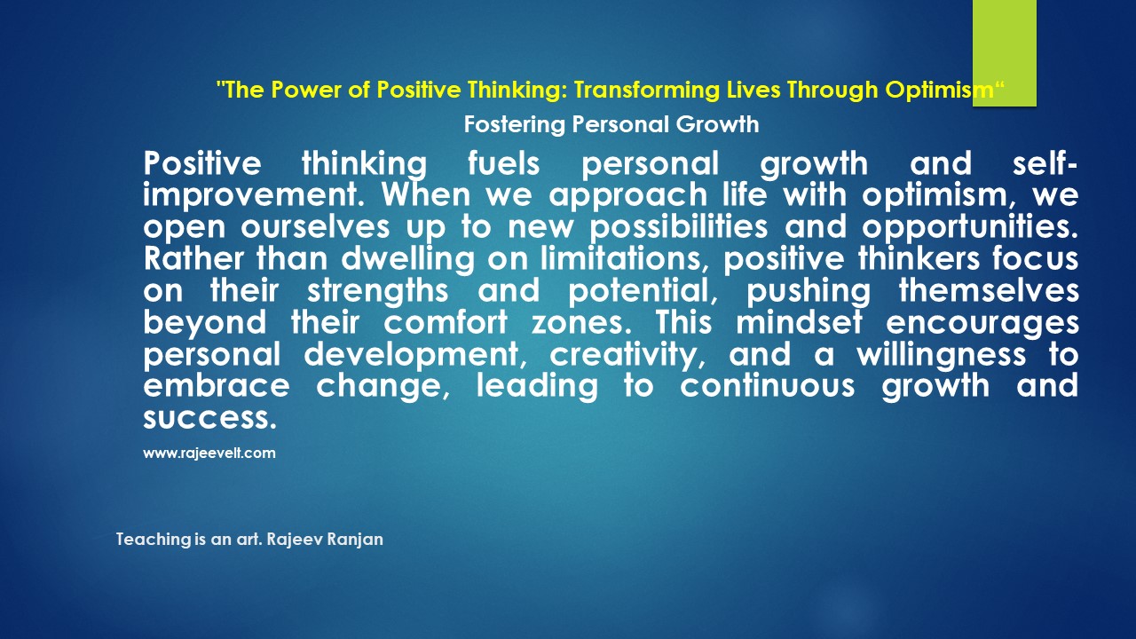 The Power of Positive Thinking-Transforming Lives Through Optimism ...