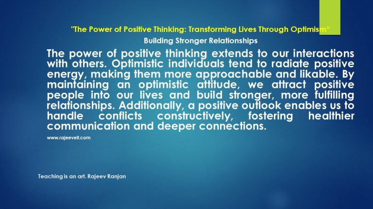 The Power of Positive Thinking-Transforming Lives Through Optimism ...