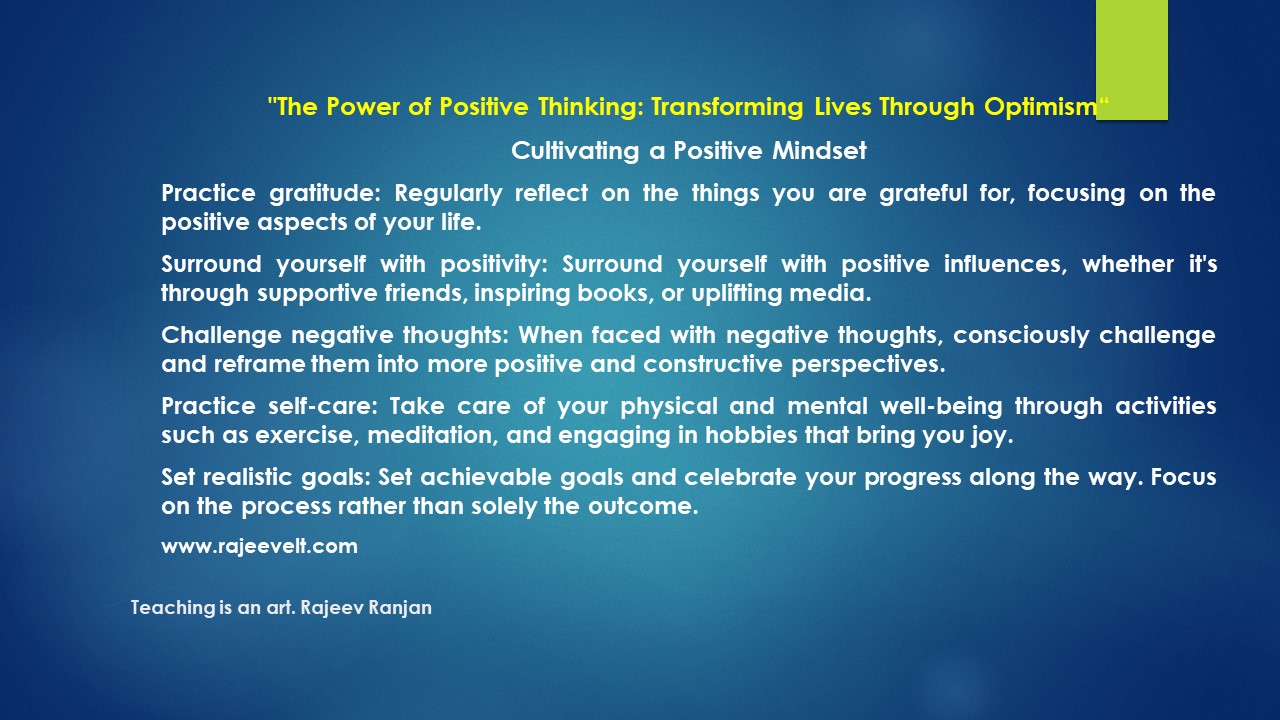 The Power of Positive Thinking-Transforming Lives Through Optimism ...